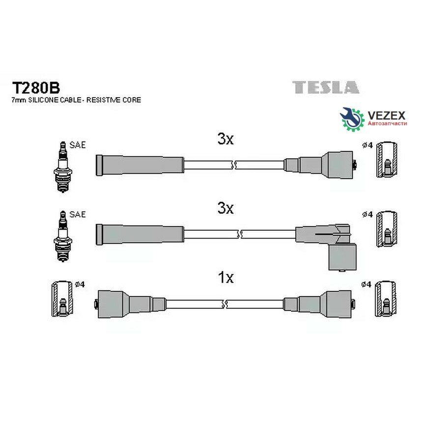 TESLA T280B к-кт проводов!\ Opel Omega A/Senator B 2.6 90-94