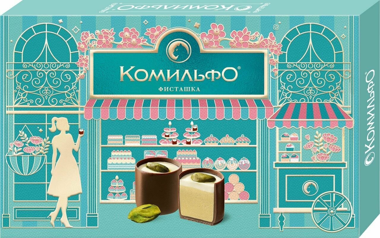 Комильфо Набор шоколадных конфет с двухслойной начинкой со вкусом фисташки, 116 г
