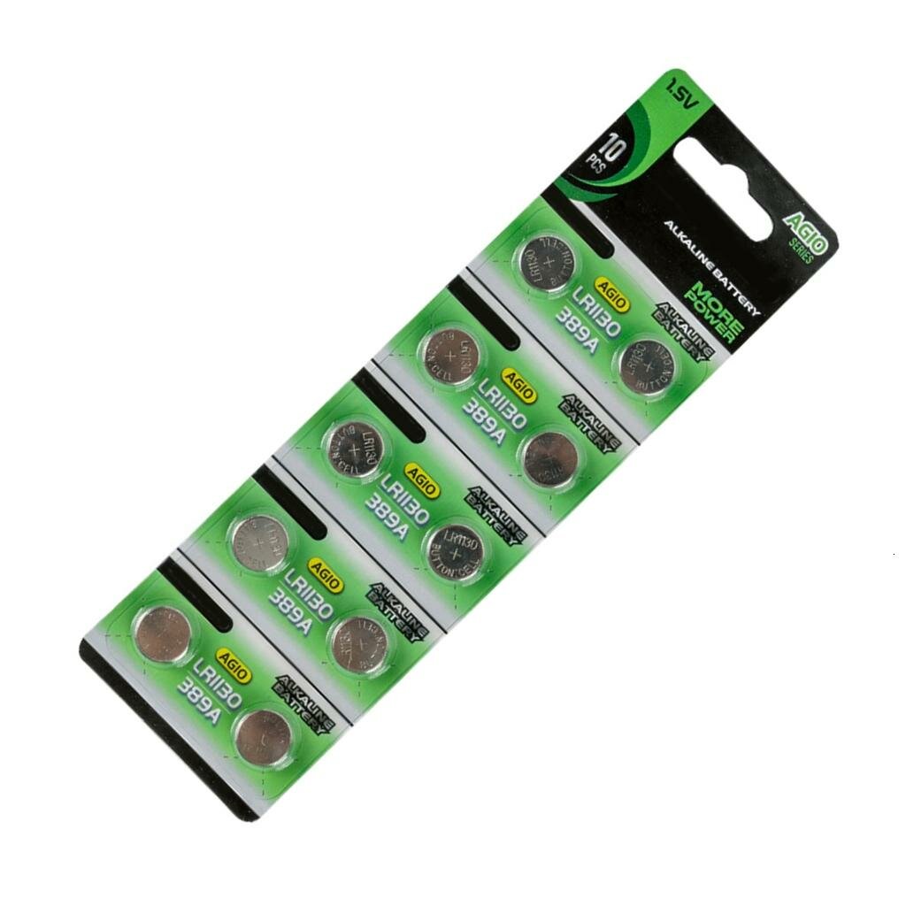 Батарейки-таблетки AG10 (LR1130), 1,55 В, 10 капсул