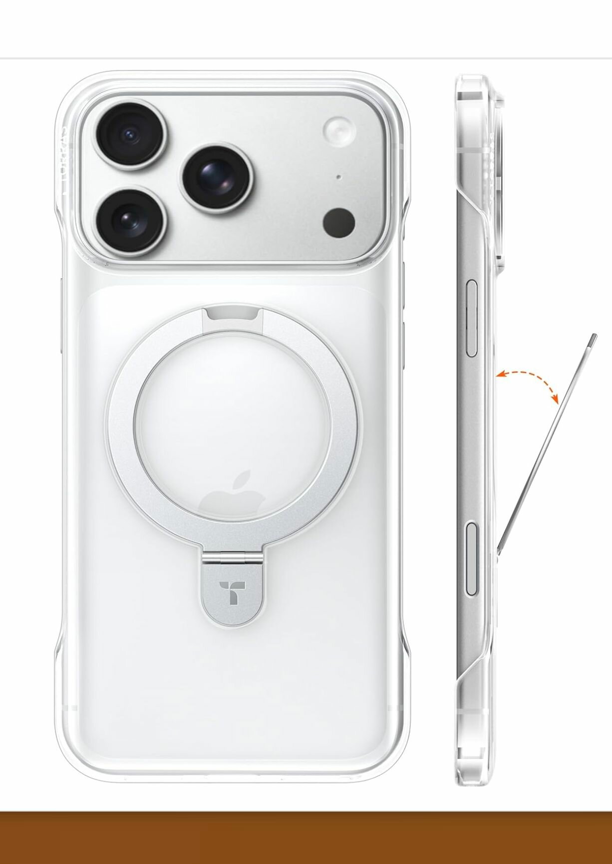 TORRAS Ostand Slim это прозрачный чехол для iPhone 17 Pro , оснащенный улучшенной магнитной подставкой, совместимый с MagSafe, безрамочный дизайн, тонкий, открытый край и минималистичный стиль.