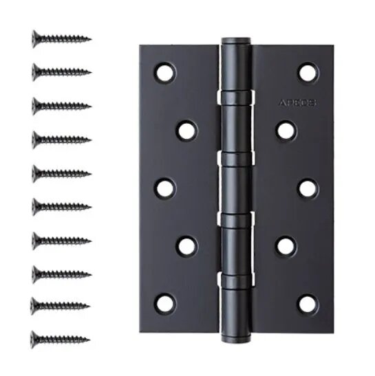 Петли врезные (к-кт - 2шт.) Apecs 120*80-В4-Steel-BLM (черный матовый)