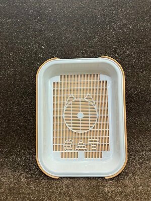 Туалет для домашних животных CAT, с сеткой, 37 см x 28 см x 7 см, кремовый.