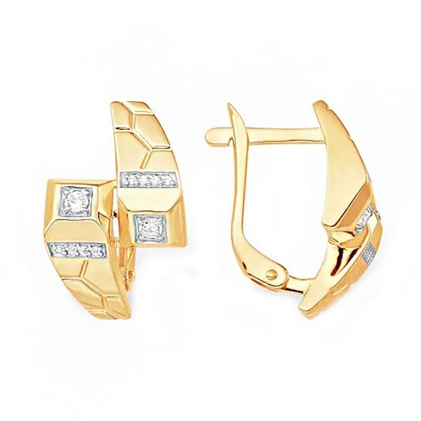 Серьги, красное золото, 585 проба, фианит