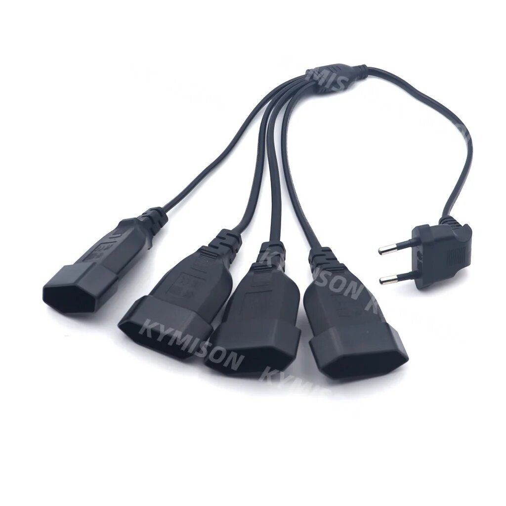 KYMISON Черный удлинитель CEE7/16 2.5A 250V 4 Ways Elbow