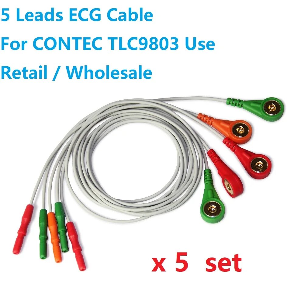 5-ти канальный кабель ЭКГ для CONTEC TLC9803, 5 шт.