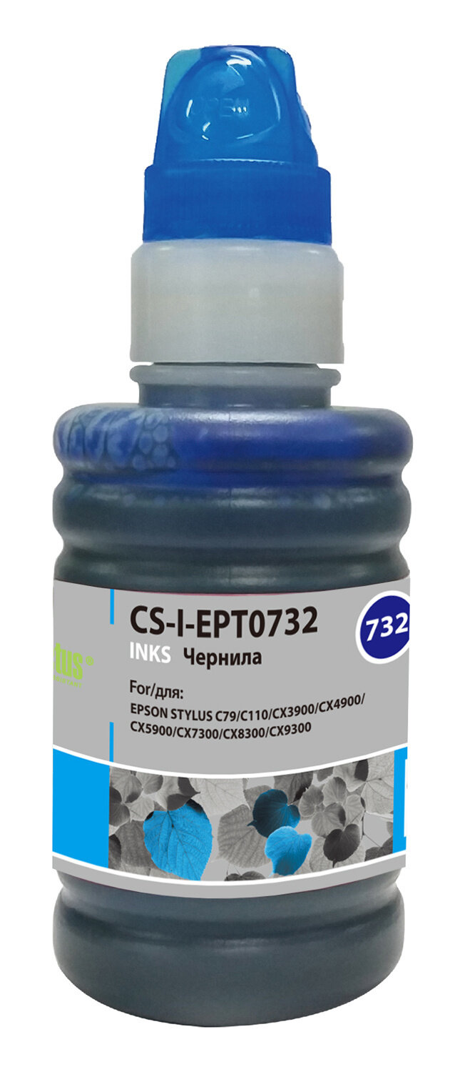Чернила для принтера CACTUS голубые, 100 мл, для Epson St C79, C110, Cх3900, Cх4900, Cх5900 (CS-I-EPT0732)