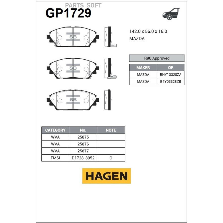 SANGSIN BRAKE GP1729 Колодки тормозные