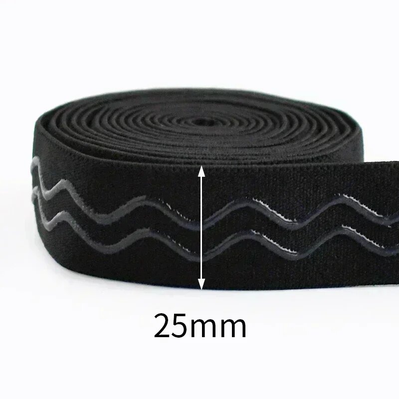 Черная эластичная лента 25 мм, 5 метров, EB312-Black-B