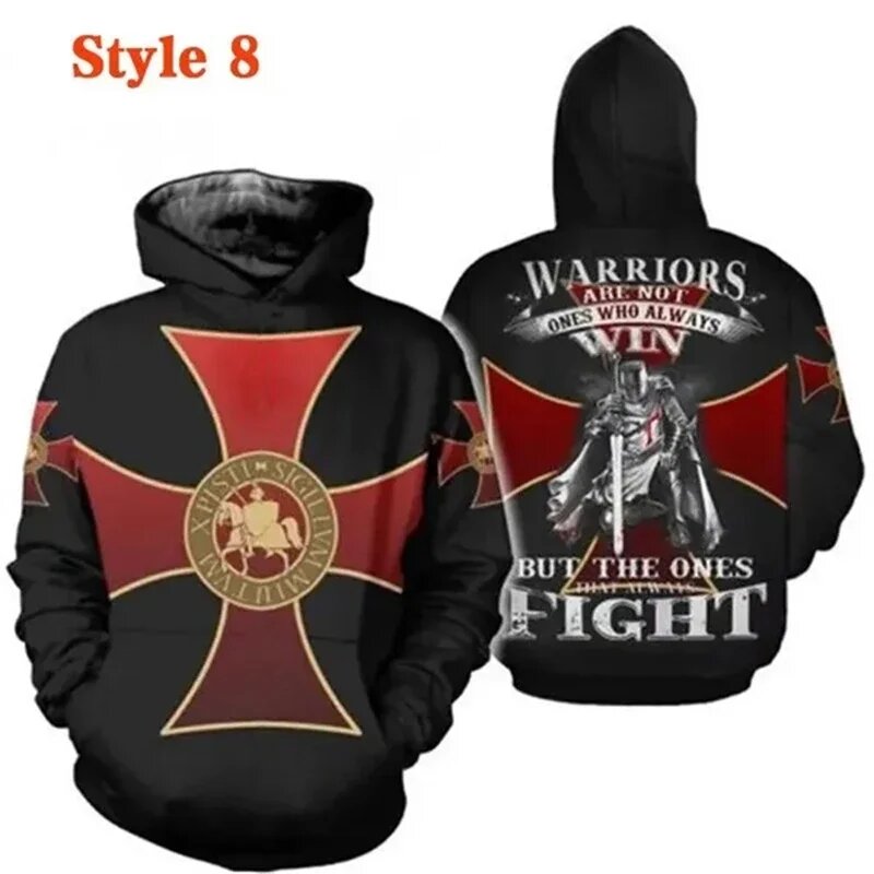 Мужская толстовка с капюшоном Kavsenraies Knight Templar Черный, XL, Hoodie-NXH37330