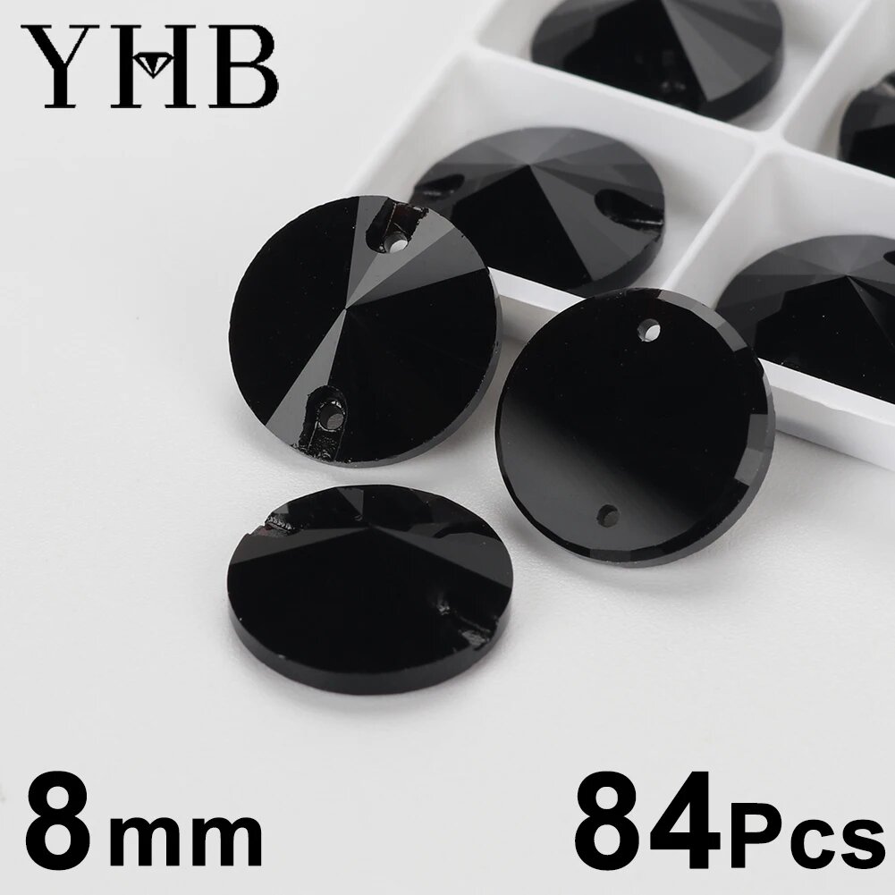 Стеклянные камни YHB Rivoli 8mm черные, 84шт