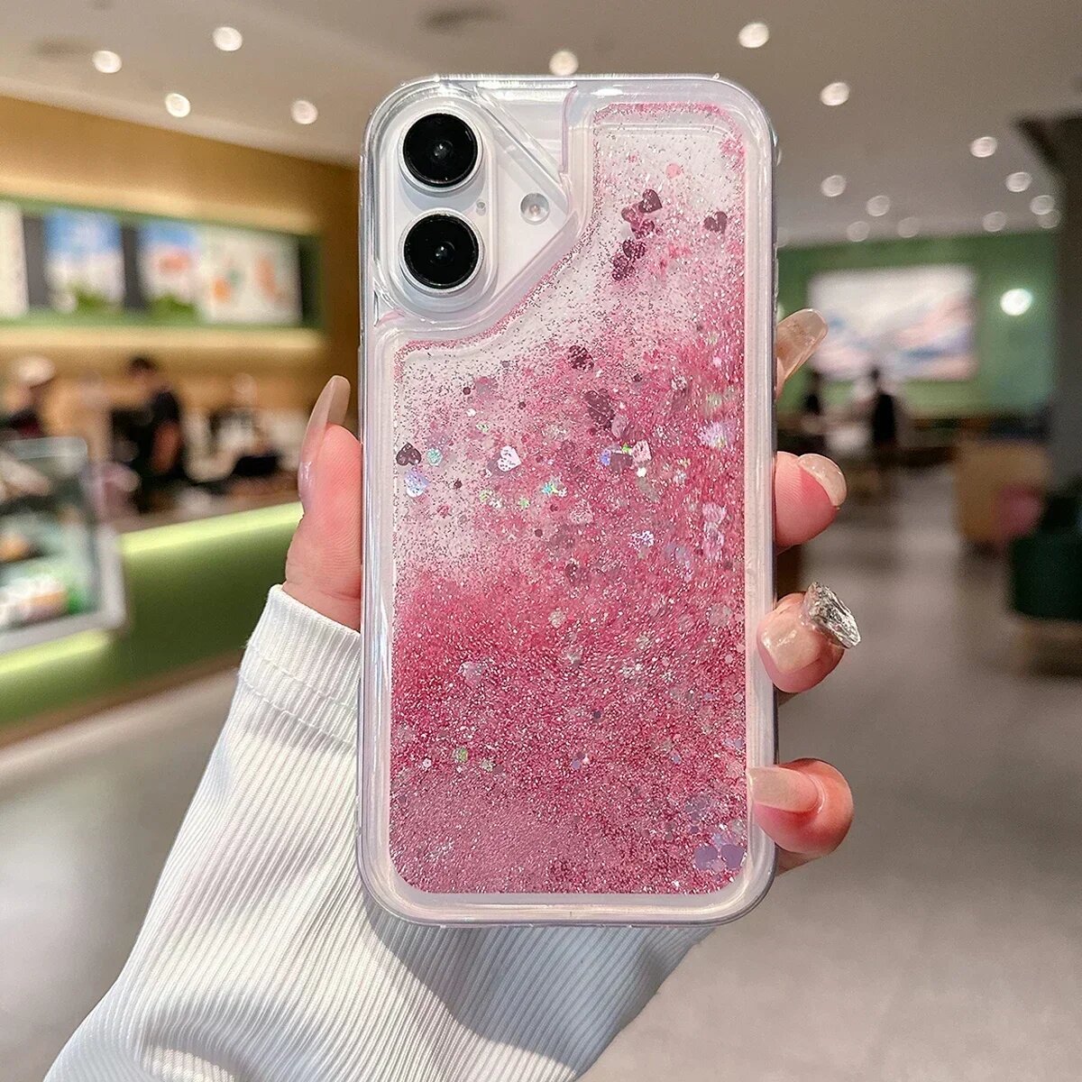 Динамичный чехол с жидким песком и блестками для iPhone 16 Plus Розовый, Pink, For iPhone 15Pro Max