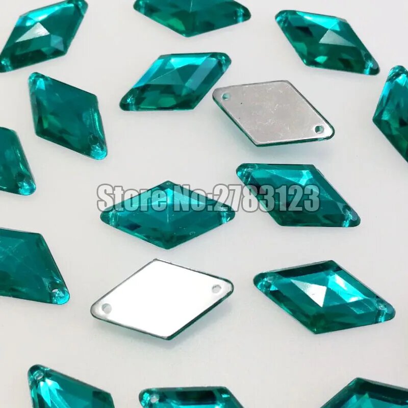 Стразы MISS WISDOM акриловые 9x15 мм 10x18 мм 14x24 мм 17x30 Изумрудный, 14x24mm 50pcs, blue green