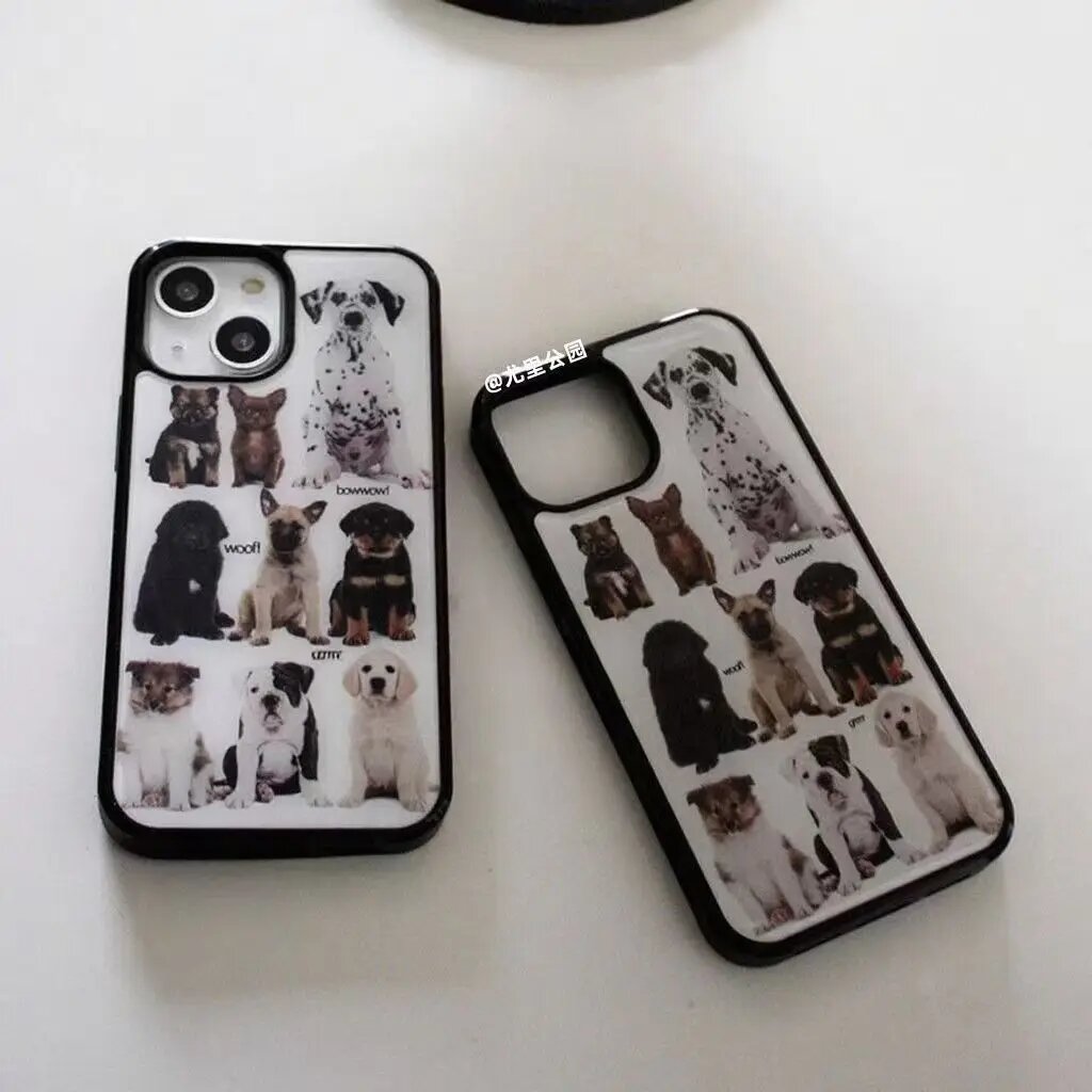 Корейский чехол для телефона с милым щенком на весь экран для iPhone 17 16 15 14 13 12 iPhone17 Pro