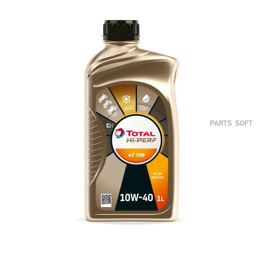 1L Масло TOTAL HI-PERF 4T 700 10W40 JASO MA2 для мотоциклов от официального дистрибьютора, TOTALENERGIES, артикул 215734