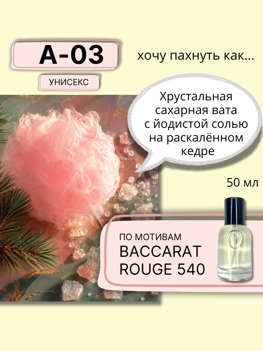 Духи Baccarat Rouge 540 от Aromat Perfume, A-03, Extrait de Parfum, 50 мл, унисекс, древесные