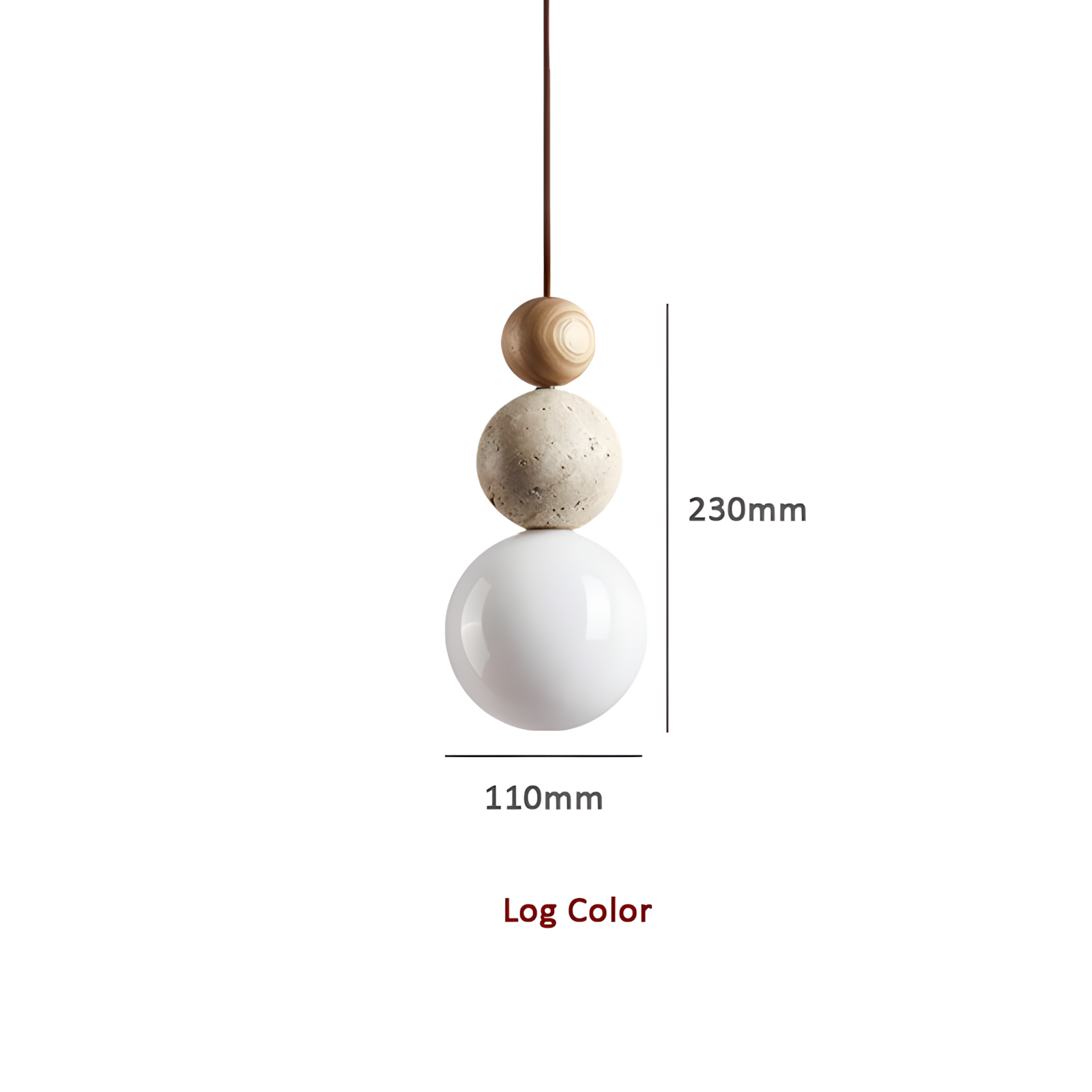 Подвесная лампа Juhaw желтого цвета из травертина, стекла и дерева, Dia110x H230 MM, No Bulb, Log Color, G9 Socket