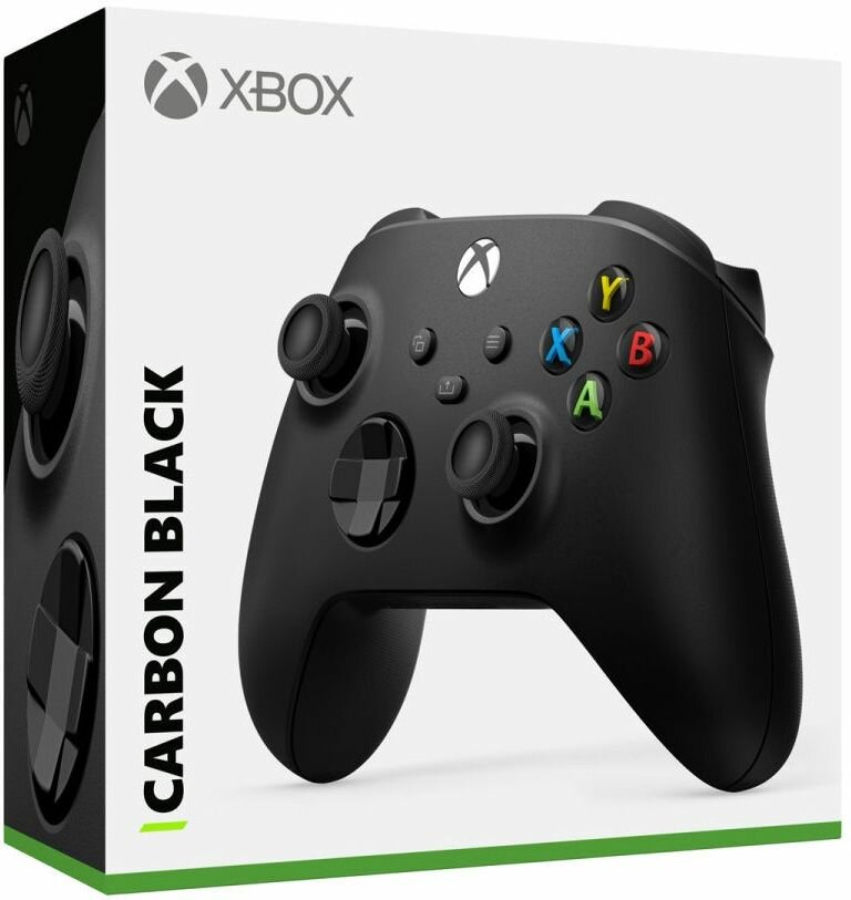 Xbox Геймпад беспроводной Xbox Wireless Controller Carbon Black (Xbox One/Series X/S/PC), Bluetooth, Проводной, черный