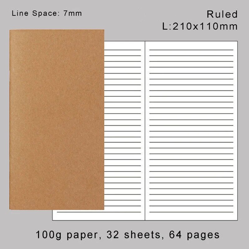 Блокнот в линию, 64 страницы, 210x110 мм, 7 мм Line Space