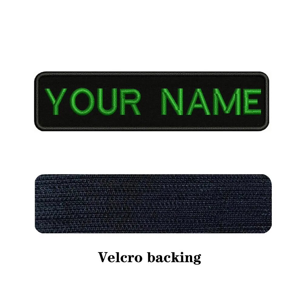 Именная нашивка с Velcro, темно-зеленый, 10х2.5 см