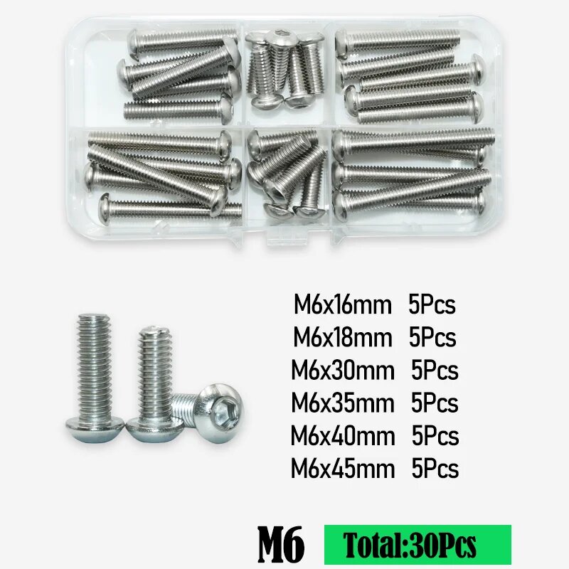 Комплект винтов YMAX шестигранные нержавеющая сталь М2 М3 М4 М5 М6 М8 М10 Bolts Kit M6