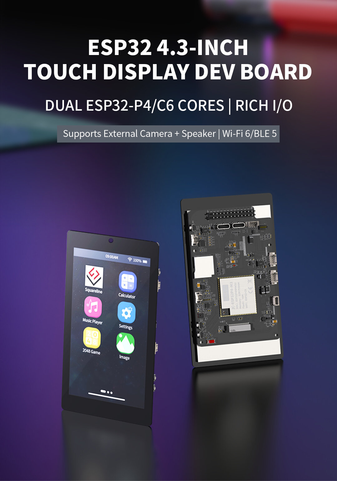ESP32-P4/C6 IoT HMI 4.3" IPS Панель сенсорная