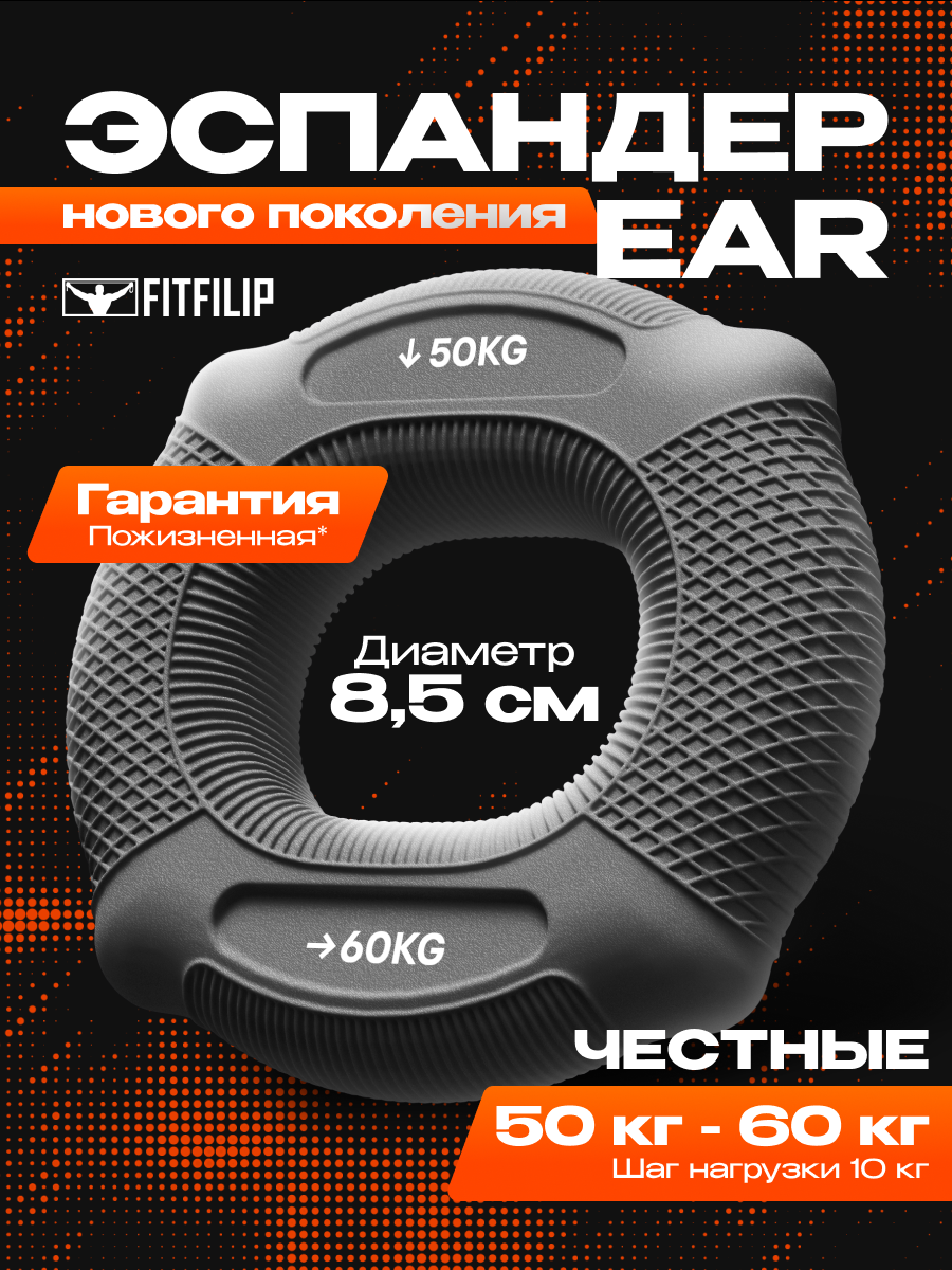 Нагрузка - 50кг - 60кг эспандер кистевой FITFILIP, модель EAR