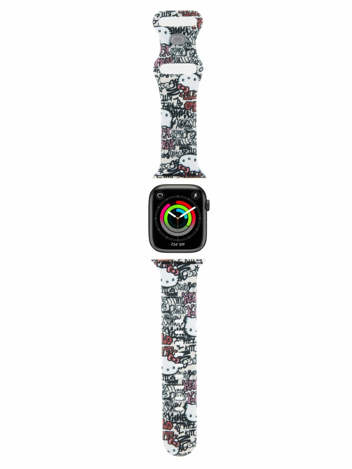 Ремешок Hello Kitty Liquid silicone для смарт часов Apple Watch 38 40 41 42 мм силиконовый с принтом Graffiti Tags бежевый