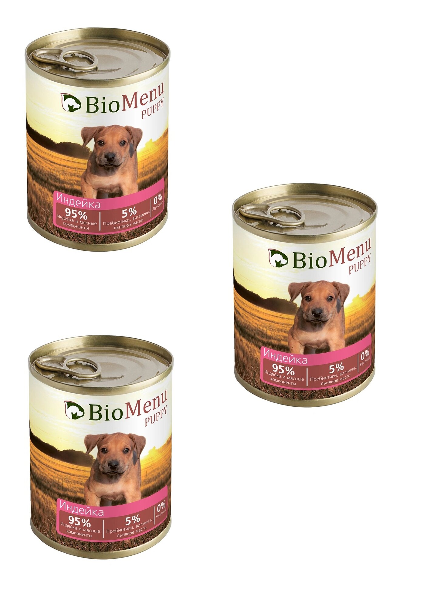 Консервы для щенков Био Меню Puppy Индейка 410г 3шт