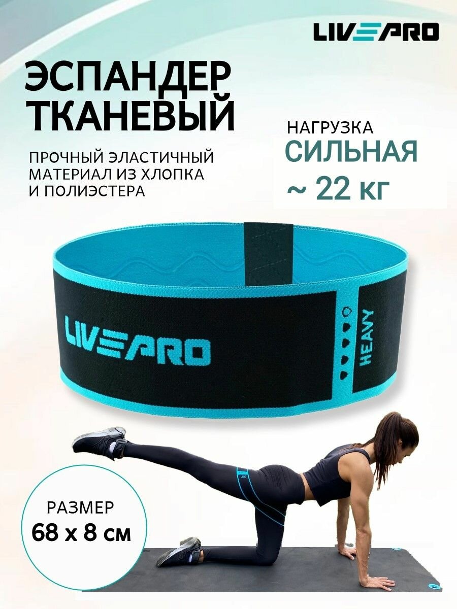 Тканевая фитнес резинка LIVEPRO Resistance Loop Band, сильное сопротивление 10-15 кг