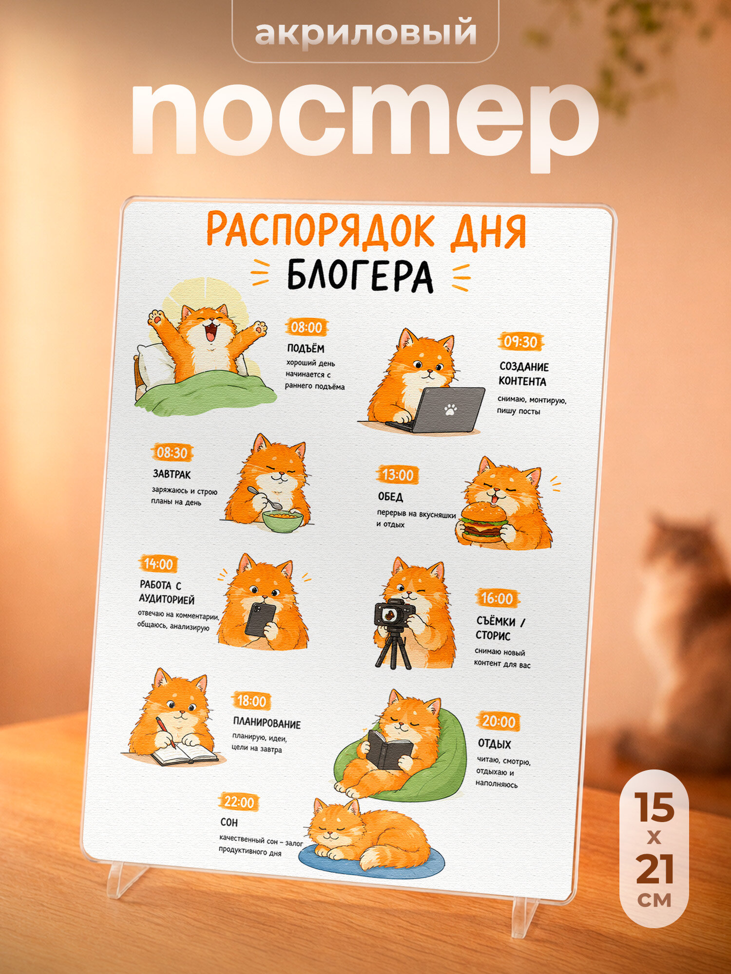 Постер на подставке распорядок дня блогера