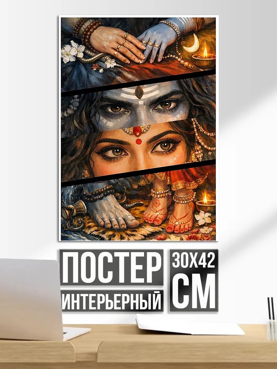Плакат постер Божественный триптих Шивы