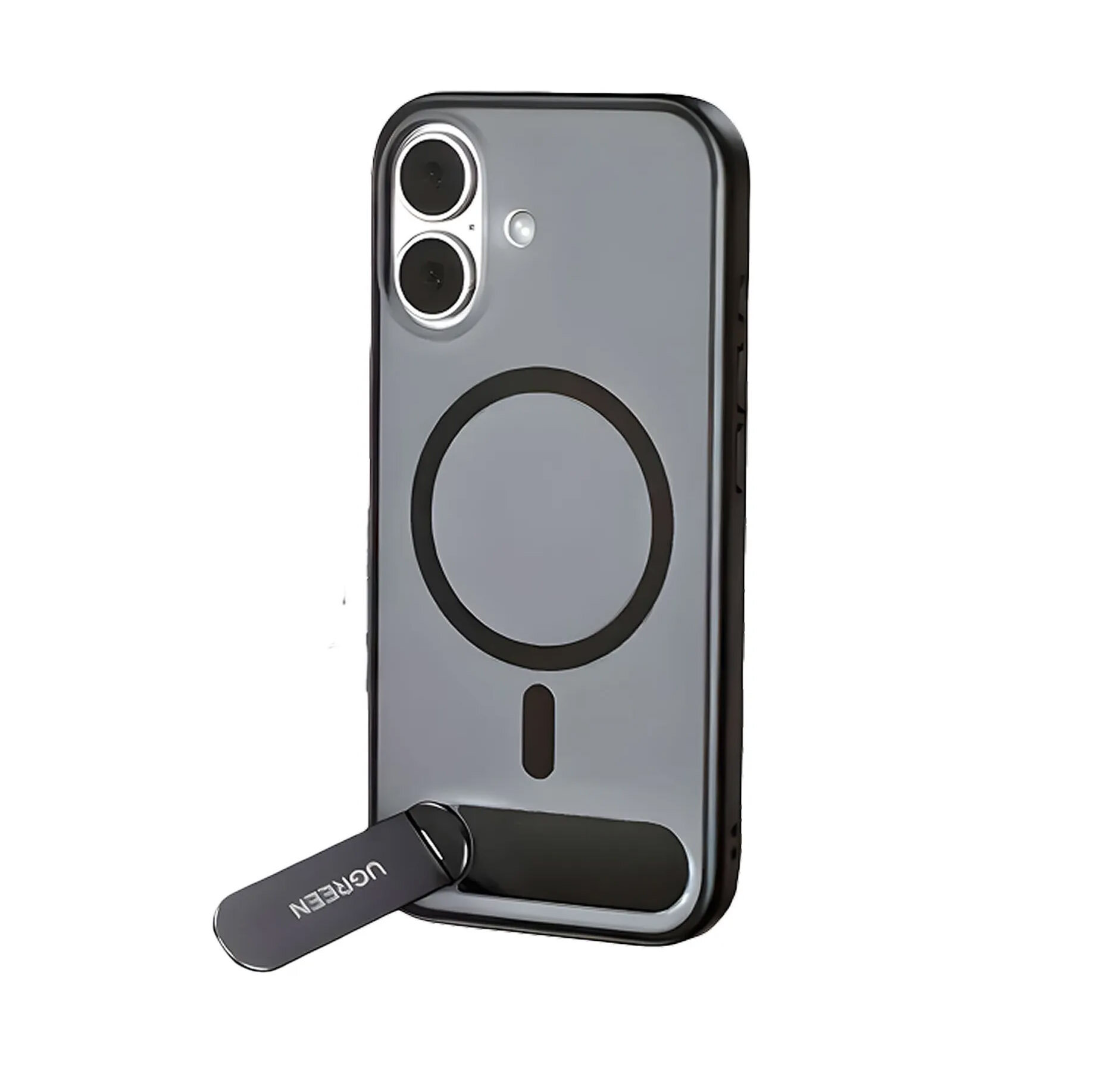 Чехол UGREEN CA315 Magnetic Protective Case with Stand for iPhone 17 6,3" с подставкой черный/прозрачный 85497_