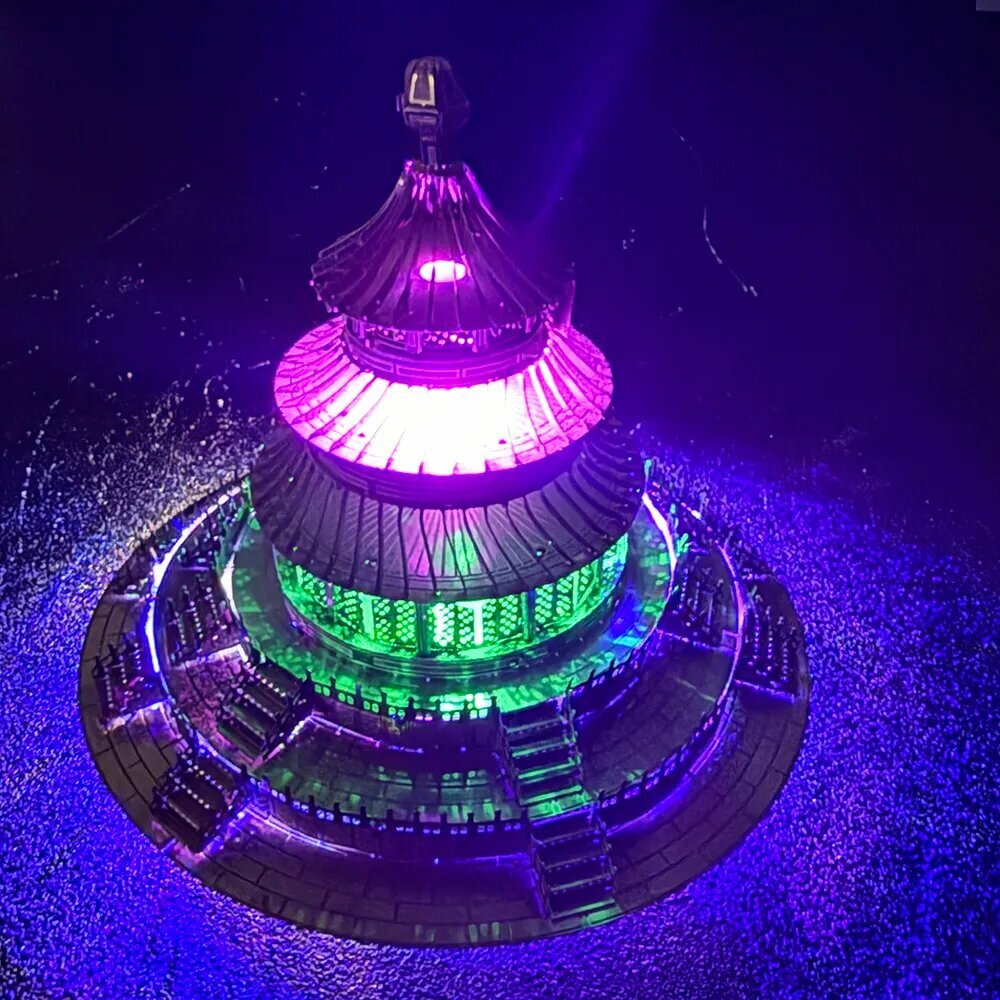 Храм Неба (цветные огни) 3D Металлическая модель бросает вызов веселью DIY Взрослые игрушки