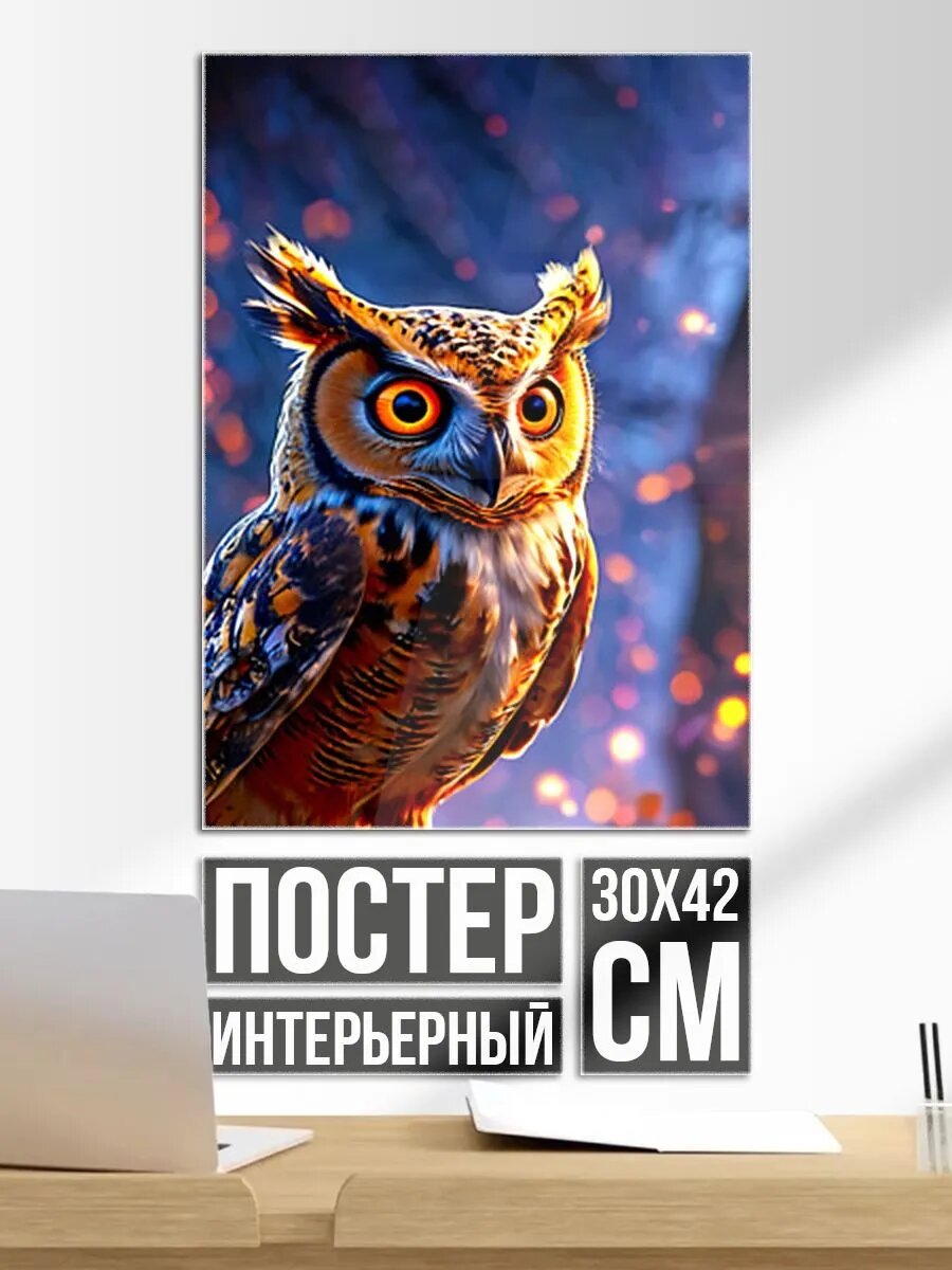 Постер на стену Золотистая сова