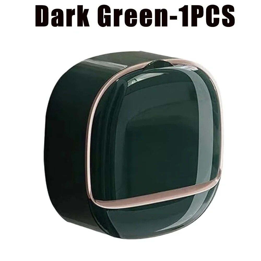 Пластиковая настенная мыльница с крышкой Dark Green-1PCS