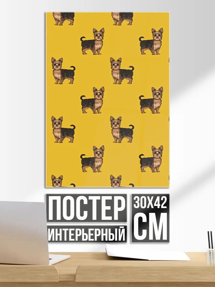 Постер на стену Йоркширский терьер паттерн