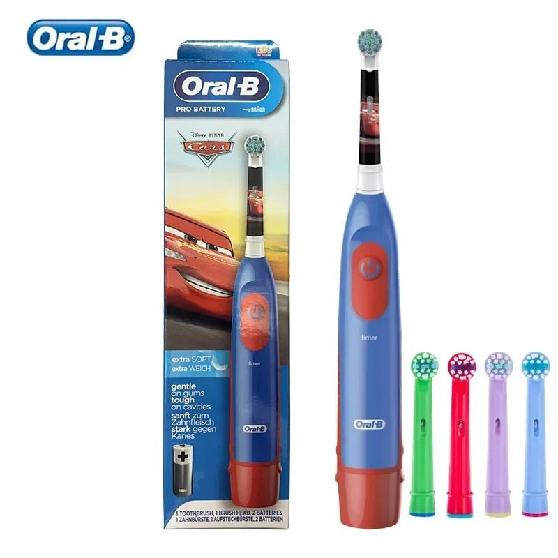 Детская электрическая зубная щетка Oral-B Cars 5510K, синяя