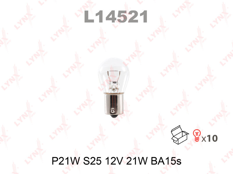 Лампа 21W P21W LYNXauto арт. L14521
