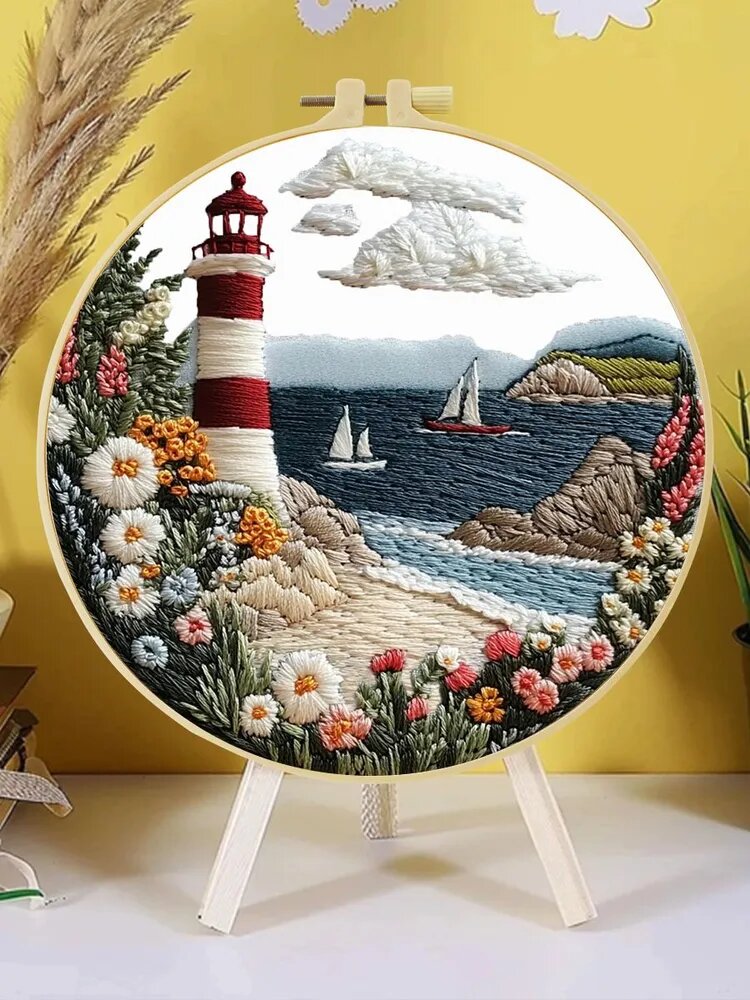 Набор для вышивания,20X20CM, подходит для начинающих, маяк