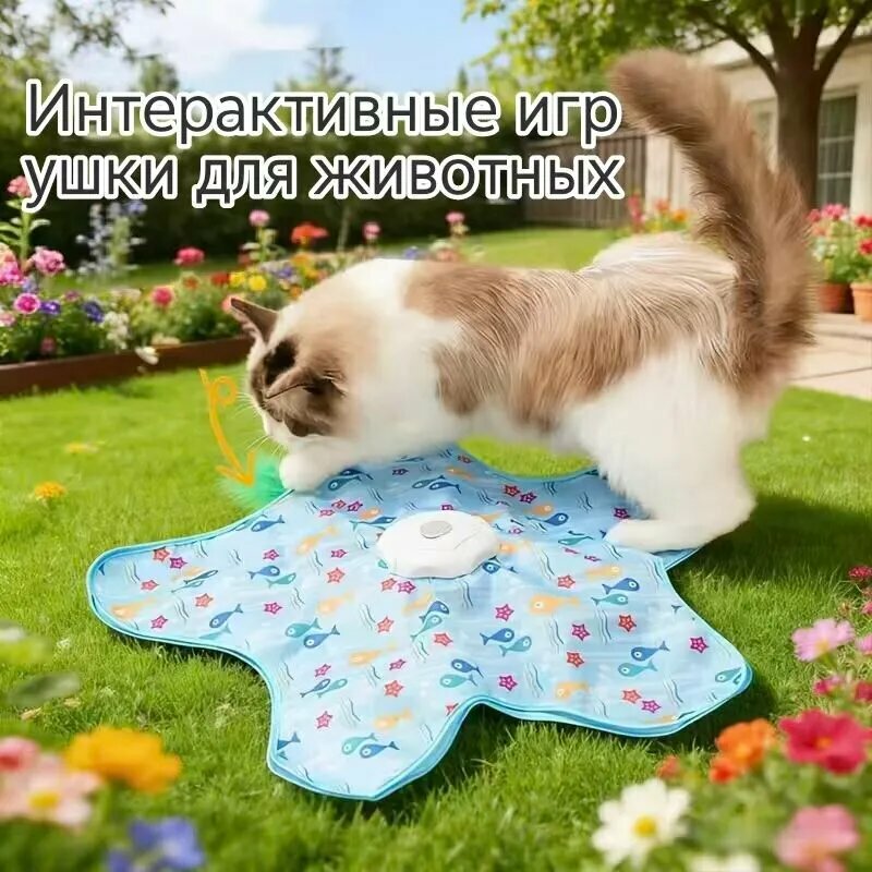 1PCS Полностью автоматическая игрушка для кошек, которая может перемещать скрытые перья, подходит для домашней кошки усталости и скуки (Цвет товара: lan se mao mi zi dong wan ju)