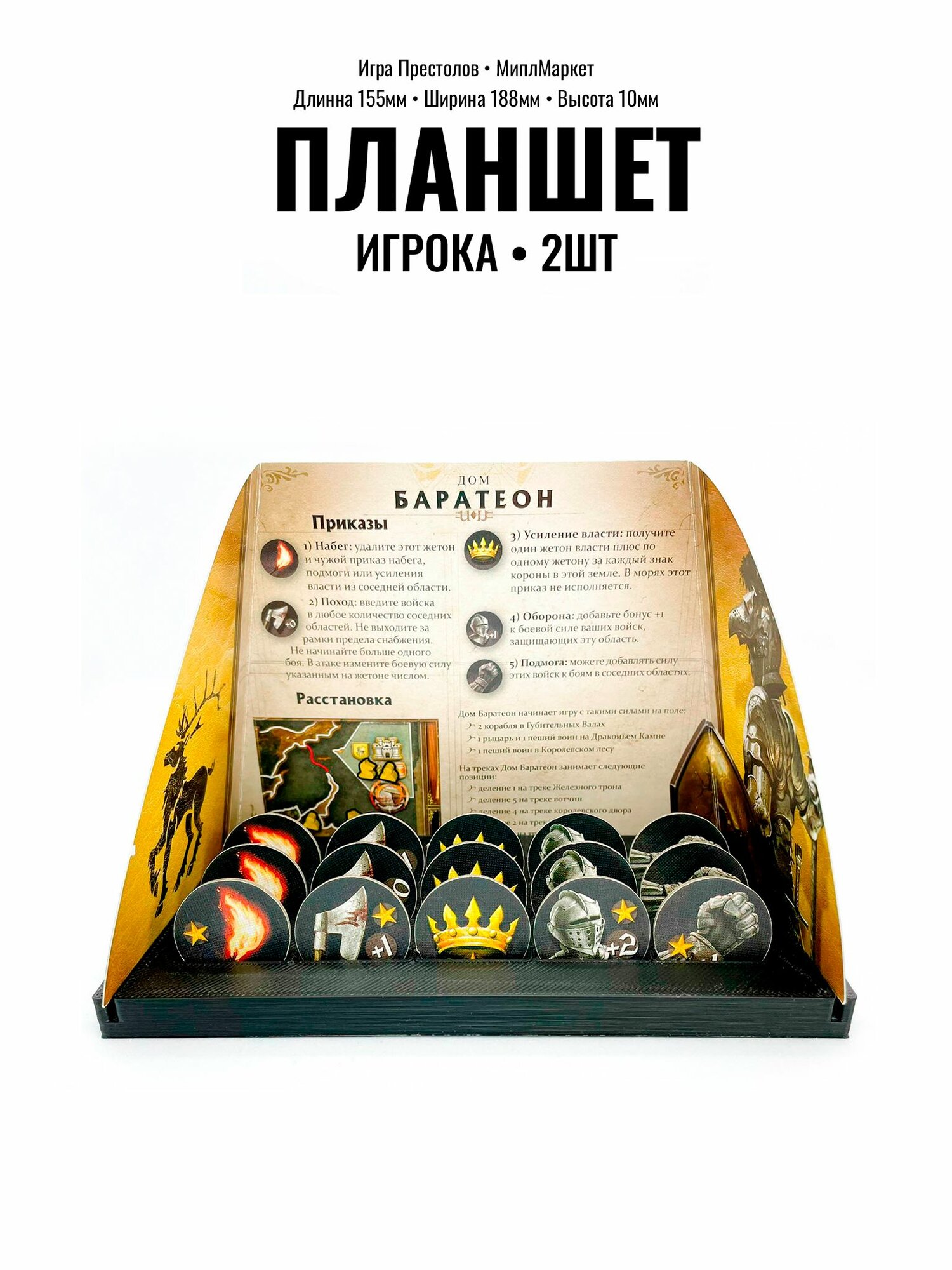 Планшет игрока 2 шт для настольной игры Игра престолов Game of Thrones