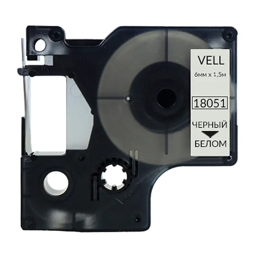 Трубка термоусадочная Vell VL-D-S0718260/18051 (d3.5 мм, 6 мм x 1,5 м, черный на белом)