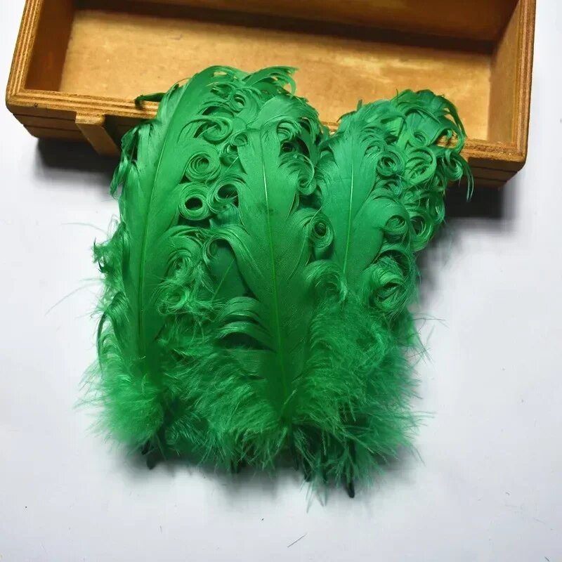 Гусиные перья WyFeay 5-7 дюймов для рукоделия Зеленый, Grass green
