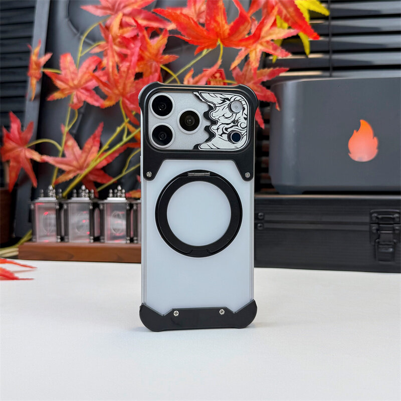Чехол для Apple iPhone 17 Pro Max / Айфон 17 Про Макс, soft touch, чехол-кардиомонитор, металл, защита камеры, ударопрочный, встроенная подставка, усиленные углы, Apple, Apple iPhone 17 Pro Max, black,