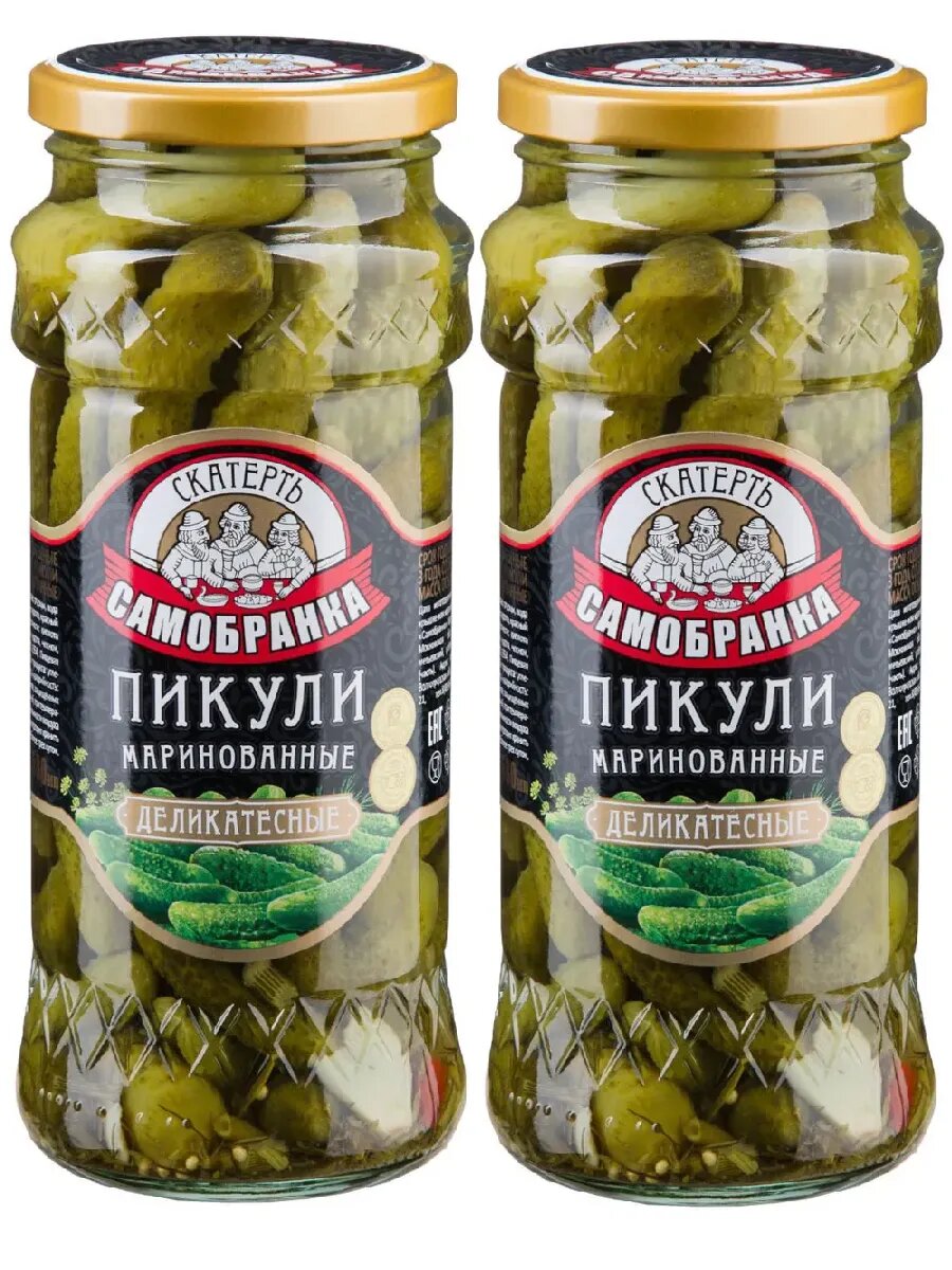 Скатерть-Самобранка Огурчики Пикули маринованные Деликатесные, 580 мл, 2 шт