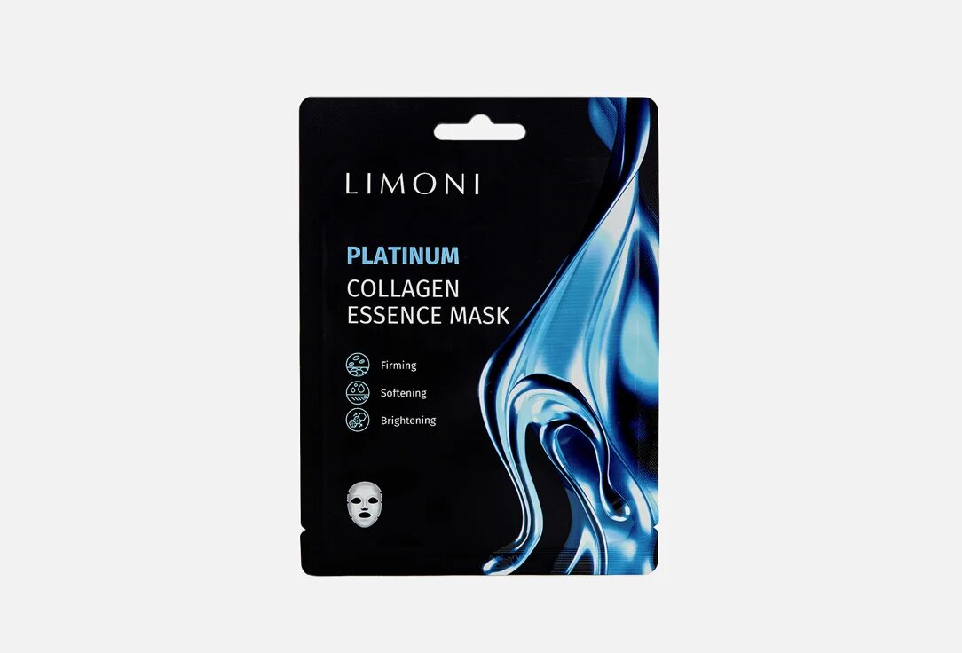 LIMONI Platinum Collagen Essence Mask Восстанавливающая маска с коллоидной платиной и коллагеном 1шт