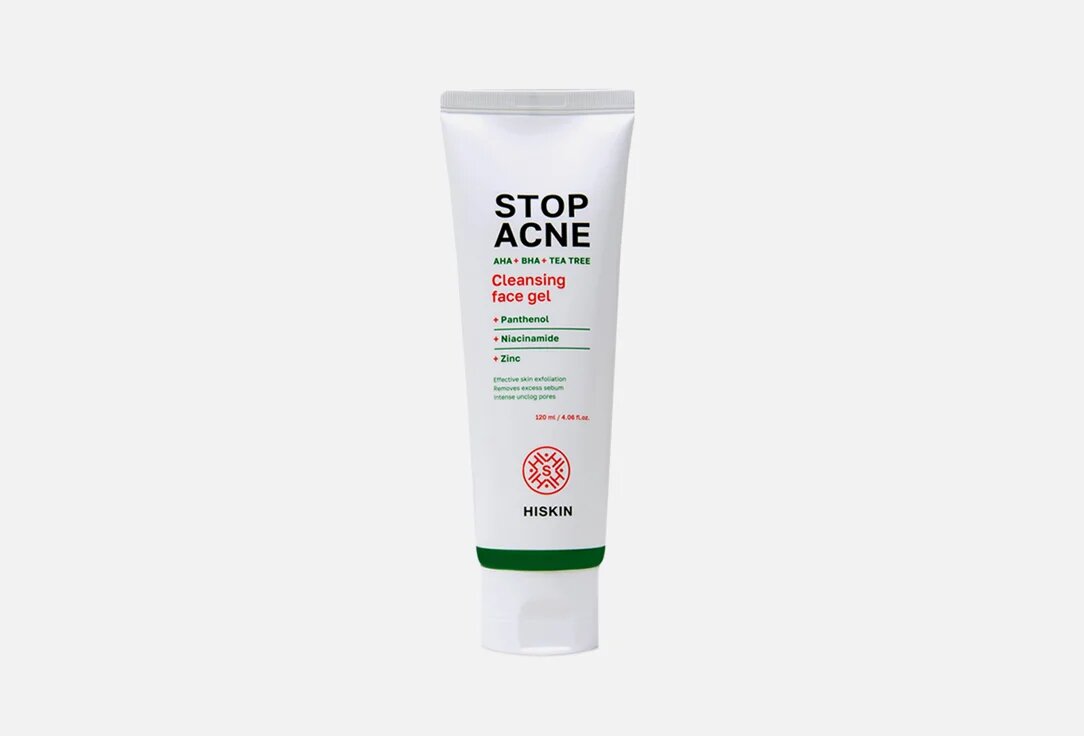 HISKIN AHA + BHA + TEA TREE STOP ACNE Гель для умывания 120мл