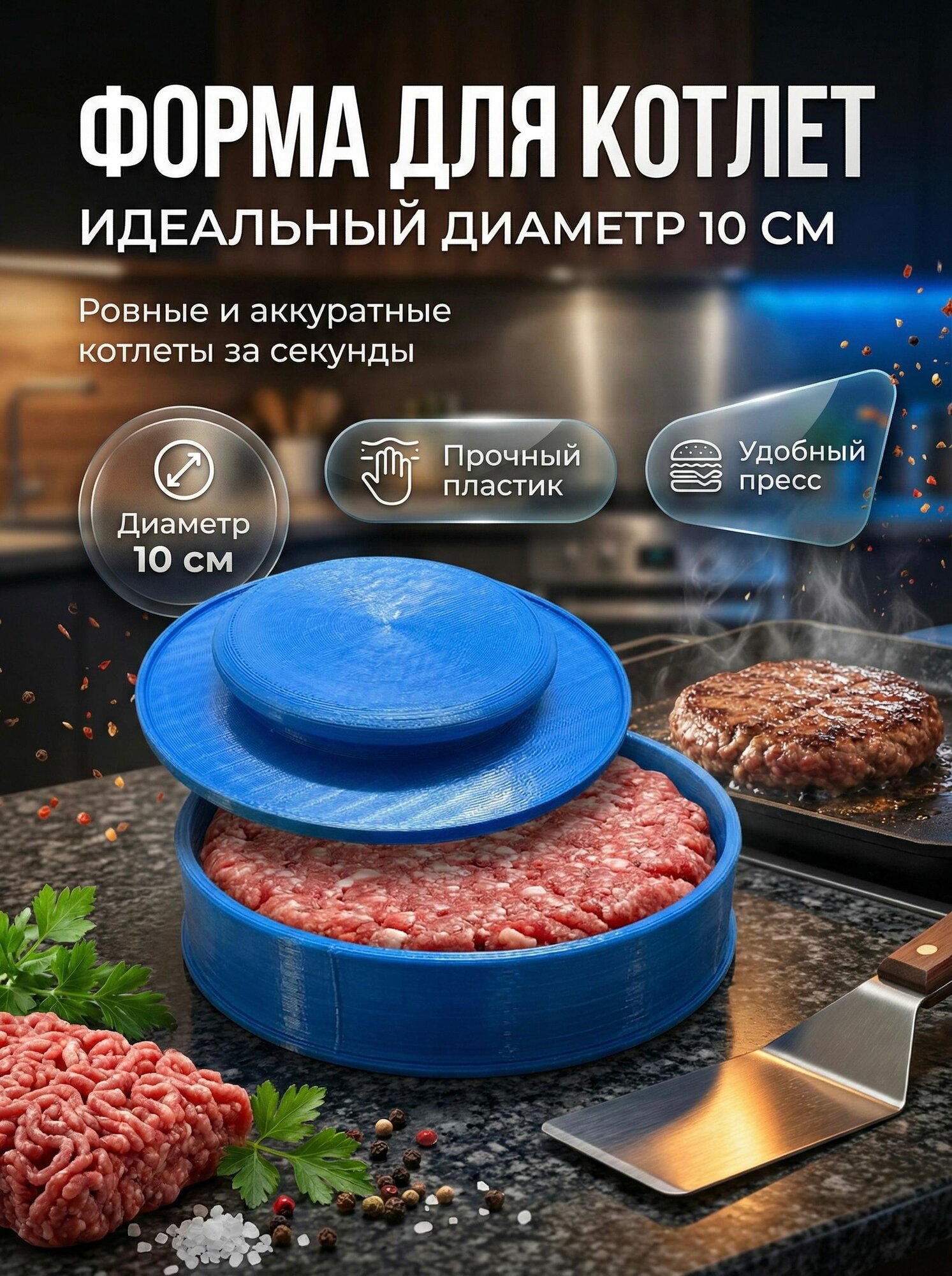 Форма для котлет 90*25мм