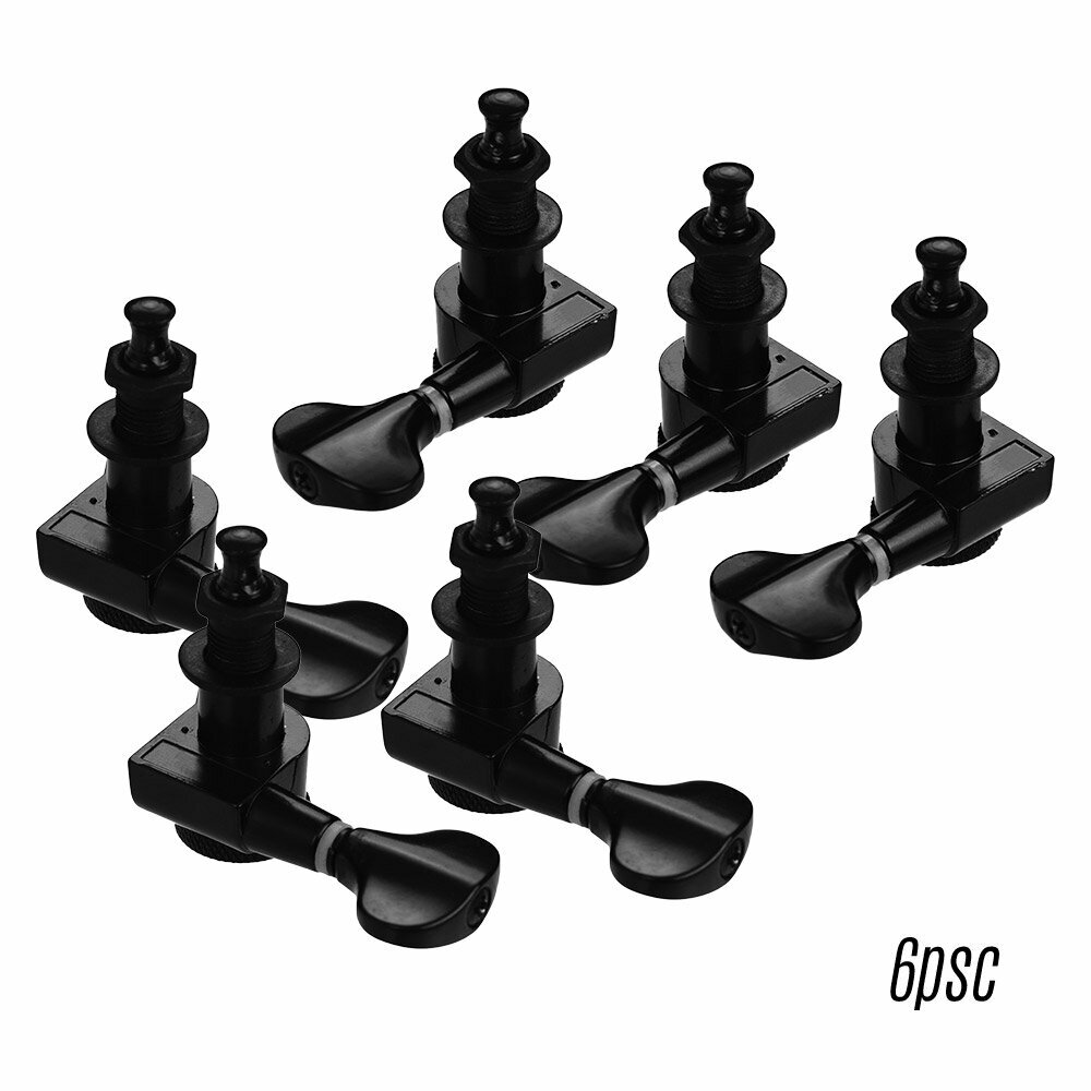 6 Pieces Guitar Machine Heads Knobs String Tuning Peg Locking Tuners для акустических электрогитар 3L3R с монтажными винтами и втулками Black