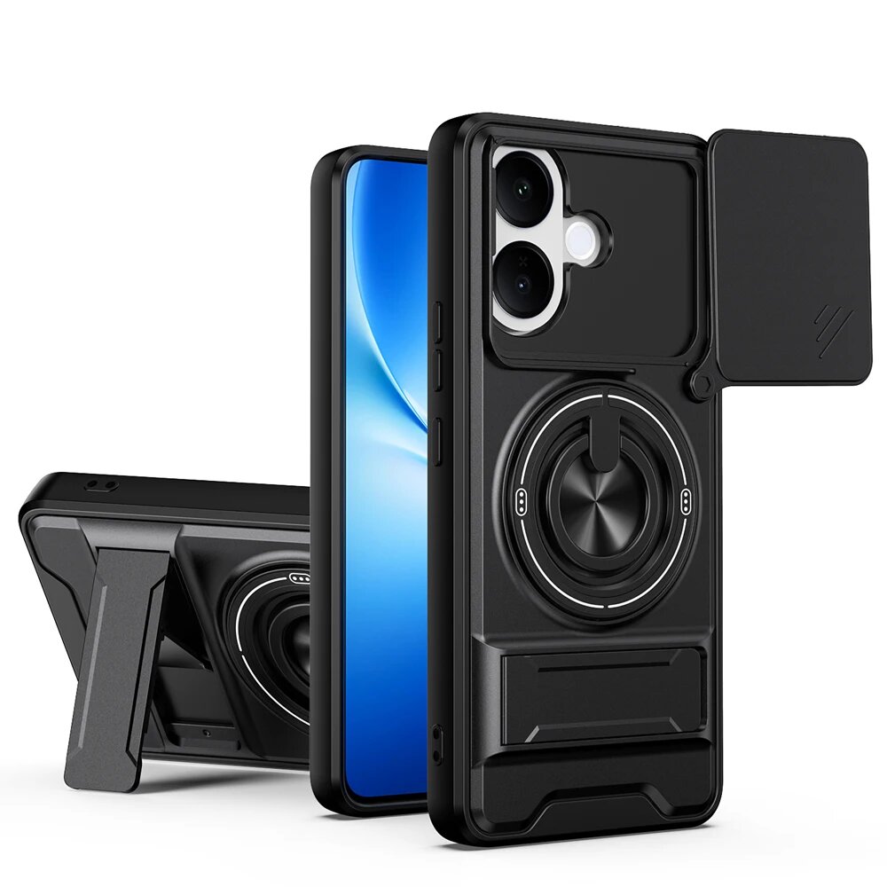 Магнитный чехол KEYSION для IQOO Z10R 5G с защитой камеры, черный, for VIVO V60 Lite 5G